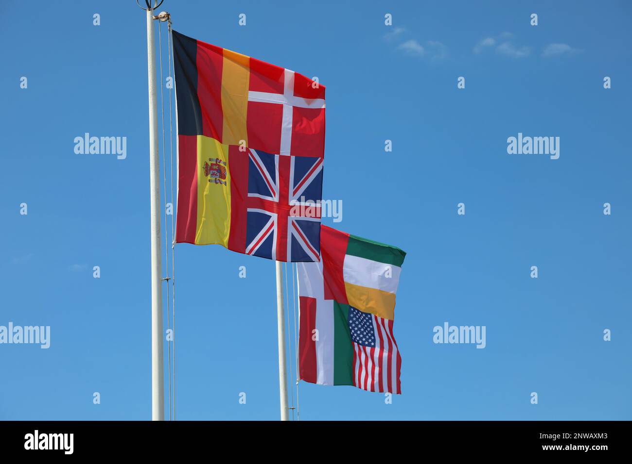 international flags flying during the meeting of the delegations of ...
