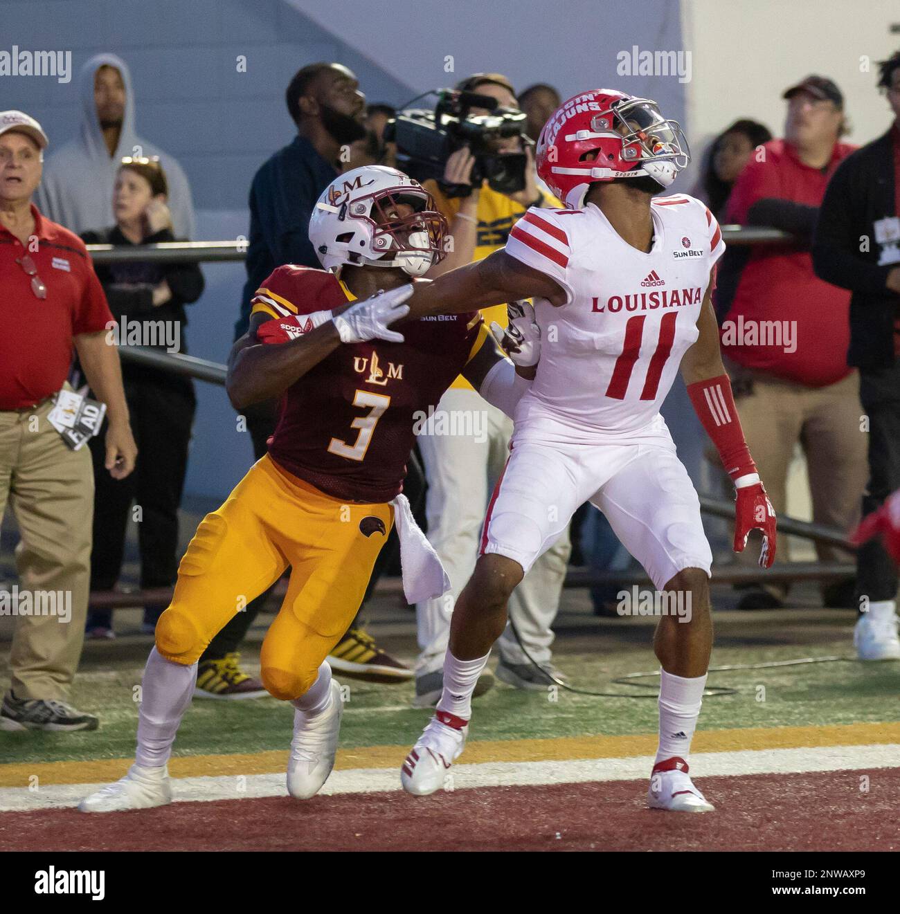 November 24, 2018: Louisiana's Michael Jacquet III #11 and ULM's Marcus ...