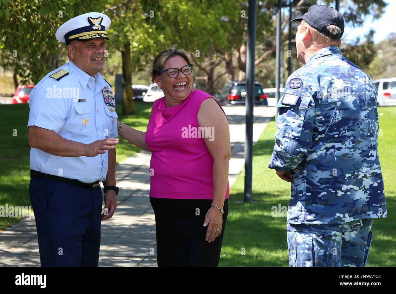U.S. Coast Guard Vice Admiral Andrew Tiongson is greeted by Serena ...