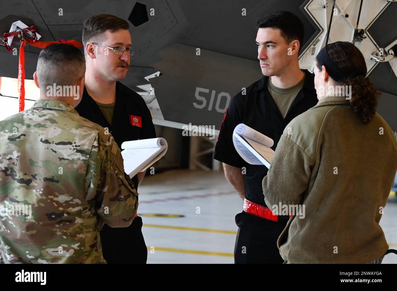 U.S. Air Force Staff Sgt. Hunter Davis, left, a dedicated crew chief ...
