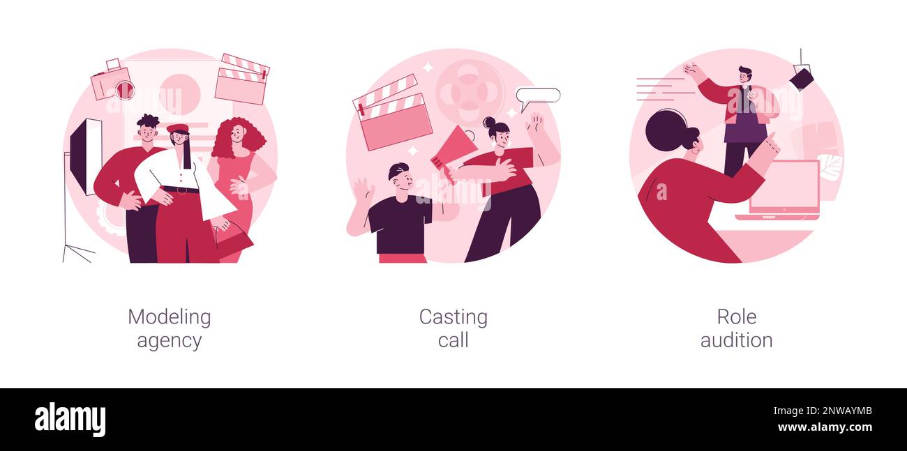 Fashion and movie industry abstract concept vector illustration set ...