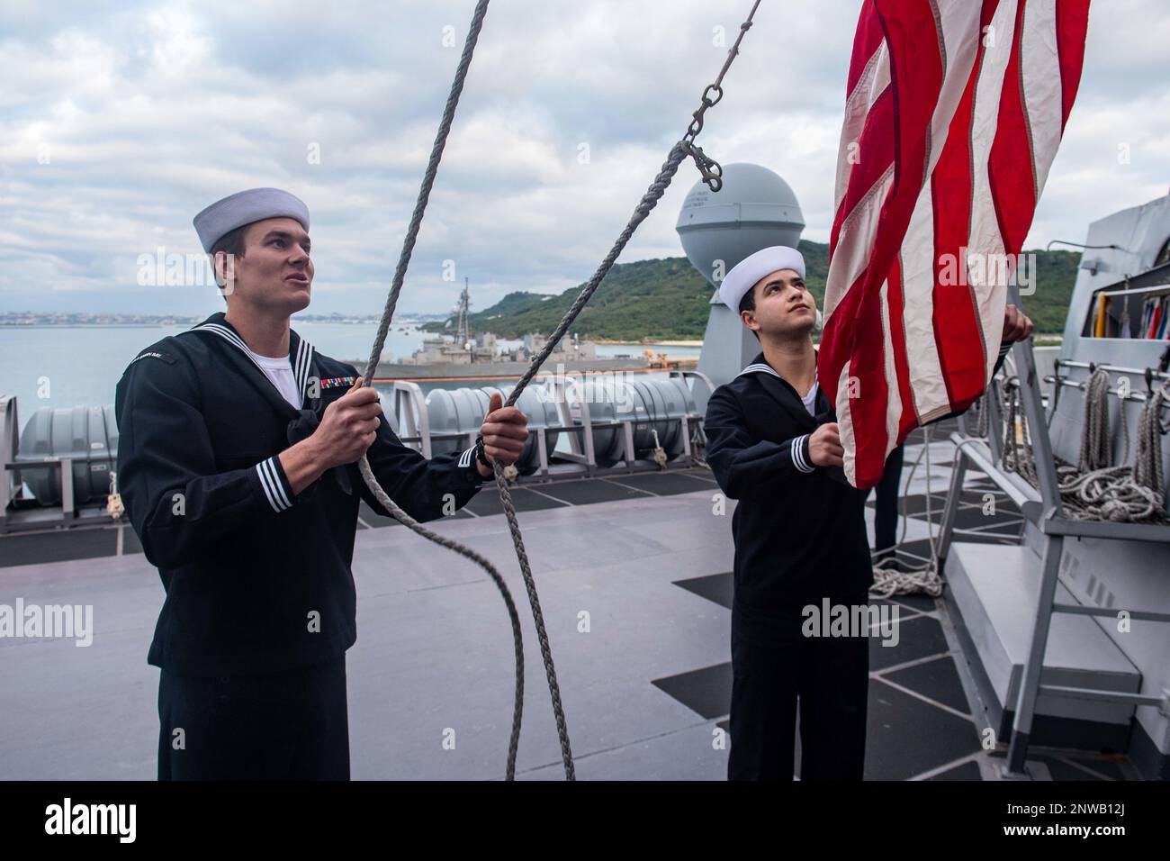 OKINAWA, Japan (Jan. 18, 2023) Airman Camden Brooks, left, from Boston ...