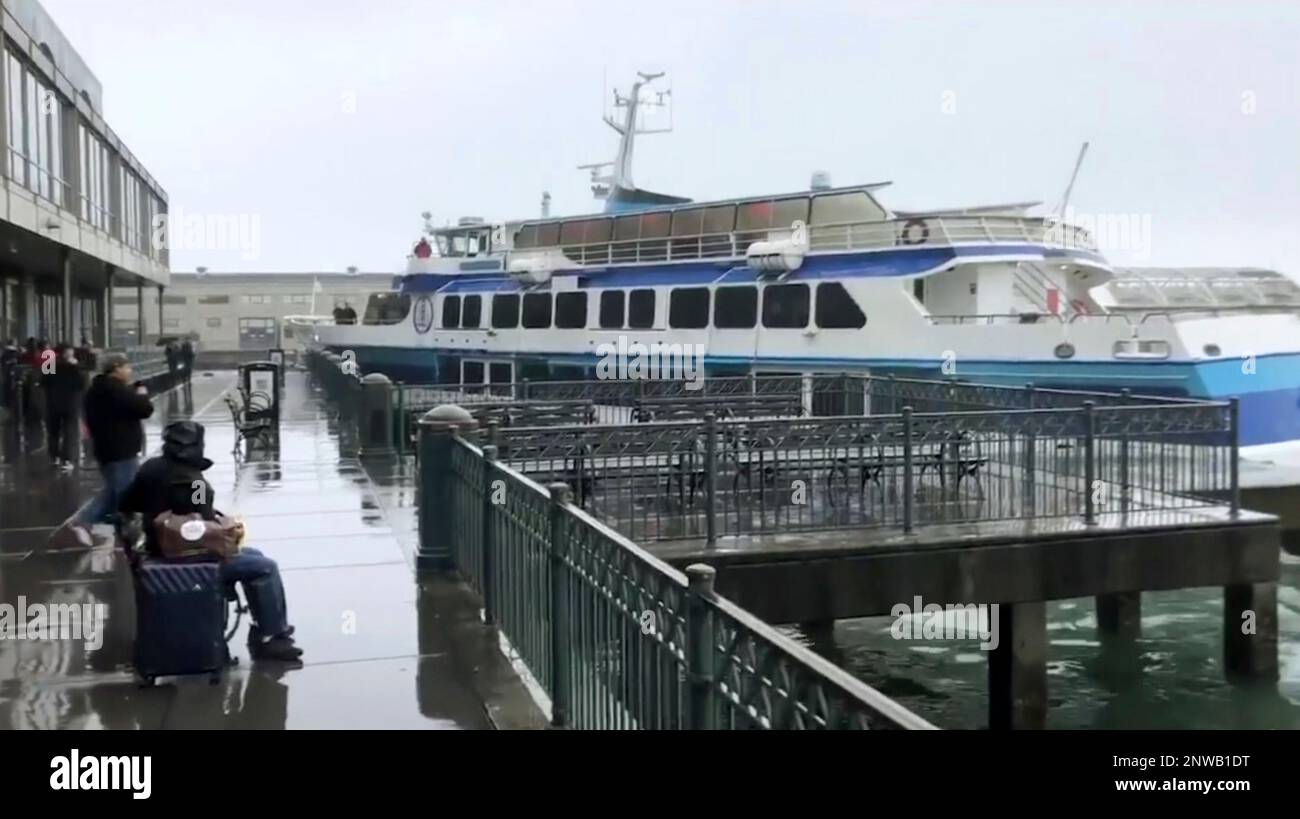In this image taken from video a ferry carrying dozens of passengers ...