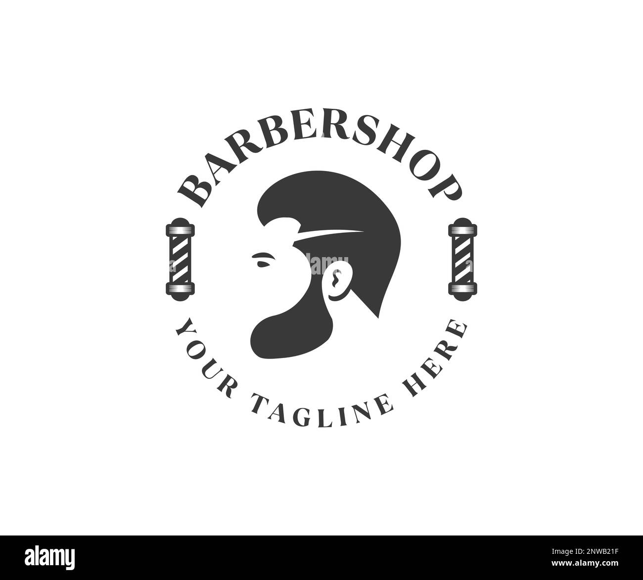 Barbershop Logo with barber pole. Beard shave men hairdresser, haircut ...