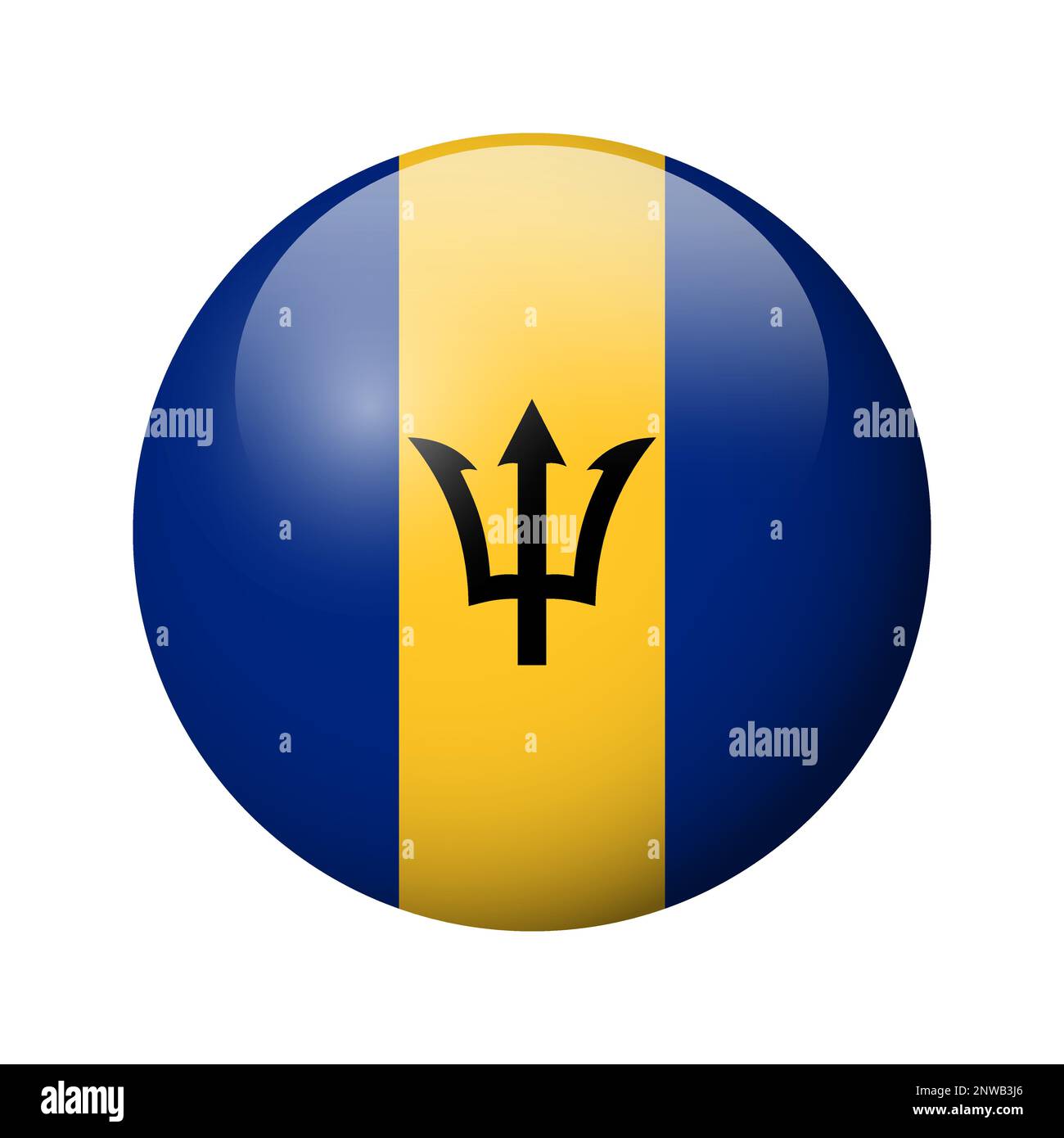 Barbados flag - glossy circle badge. Vector icon Stock Vector Image ...