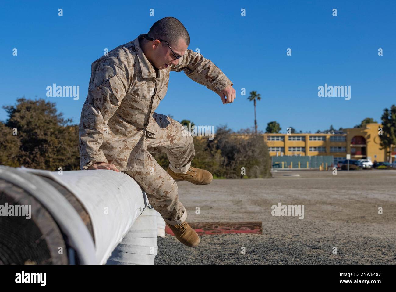 A U.S. Marine Corps recruit with Alpha Company, 1st Recruit Training ...