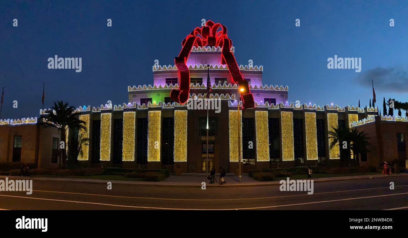General overall view of a Christmas bow and lights at the Citadel ...