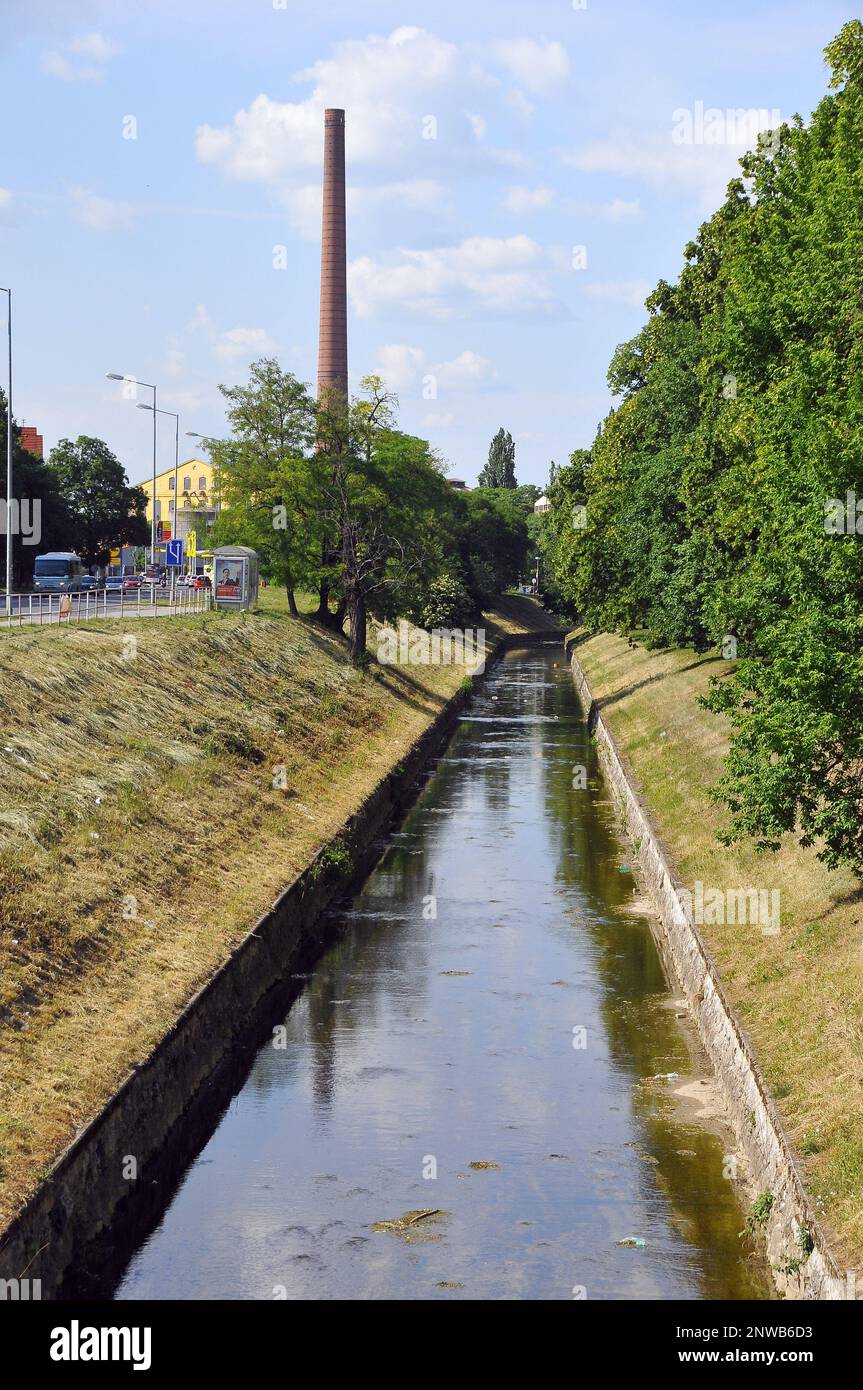 city water canal, Trnava, Nagyszombat, Trnava Region, Slovak Republic ...