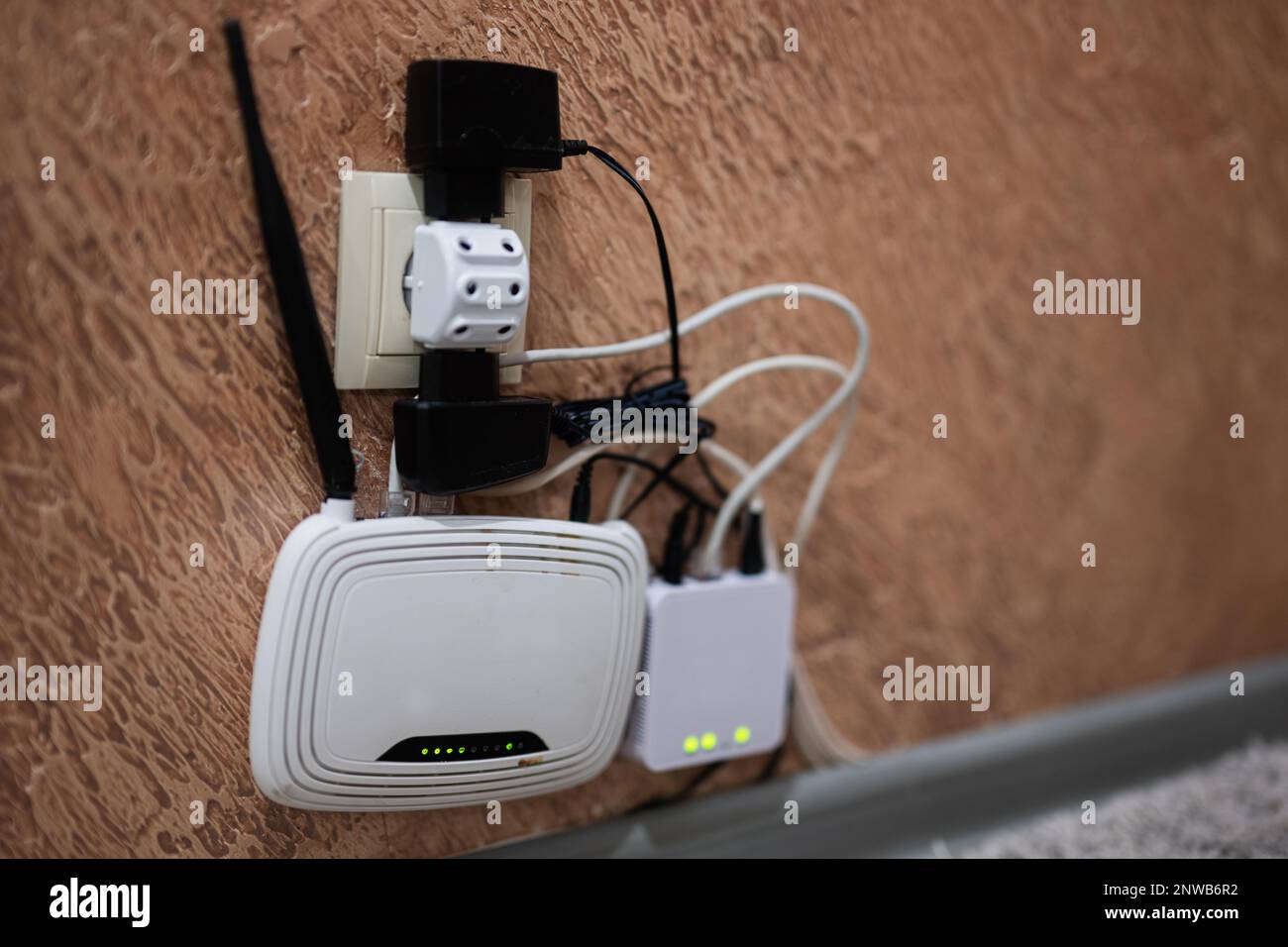 Wi fi router connection with the optical fiber Stock Photo - Alamy