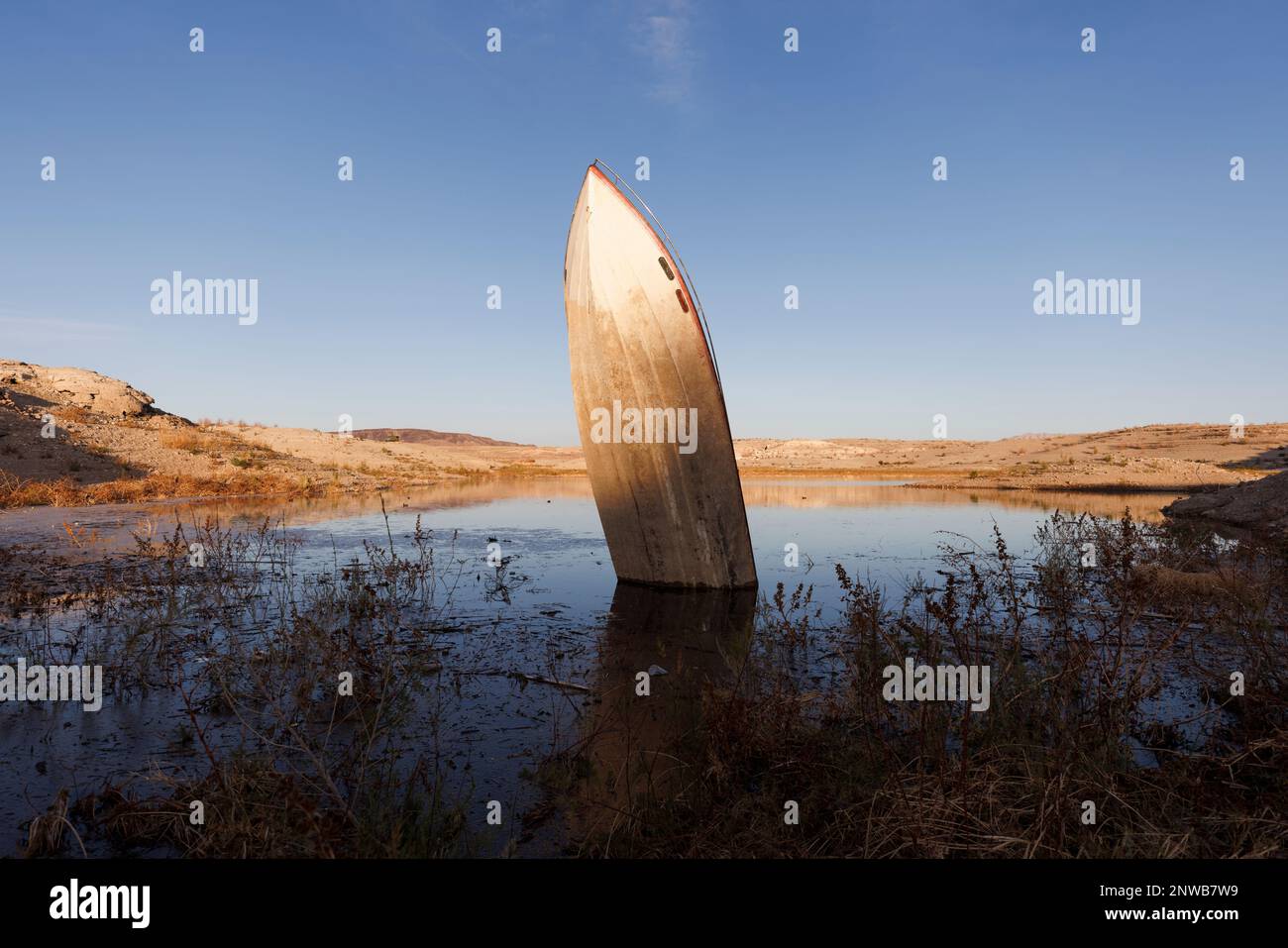 A Formerly Sunken Boat At Lake Mead Drought And Shrinking Inflows From The Colorado River Have