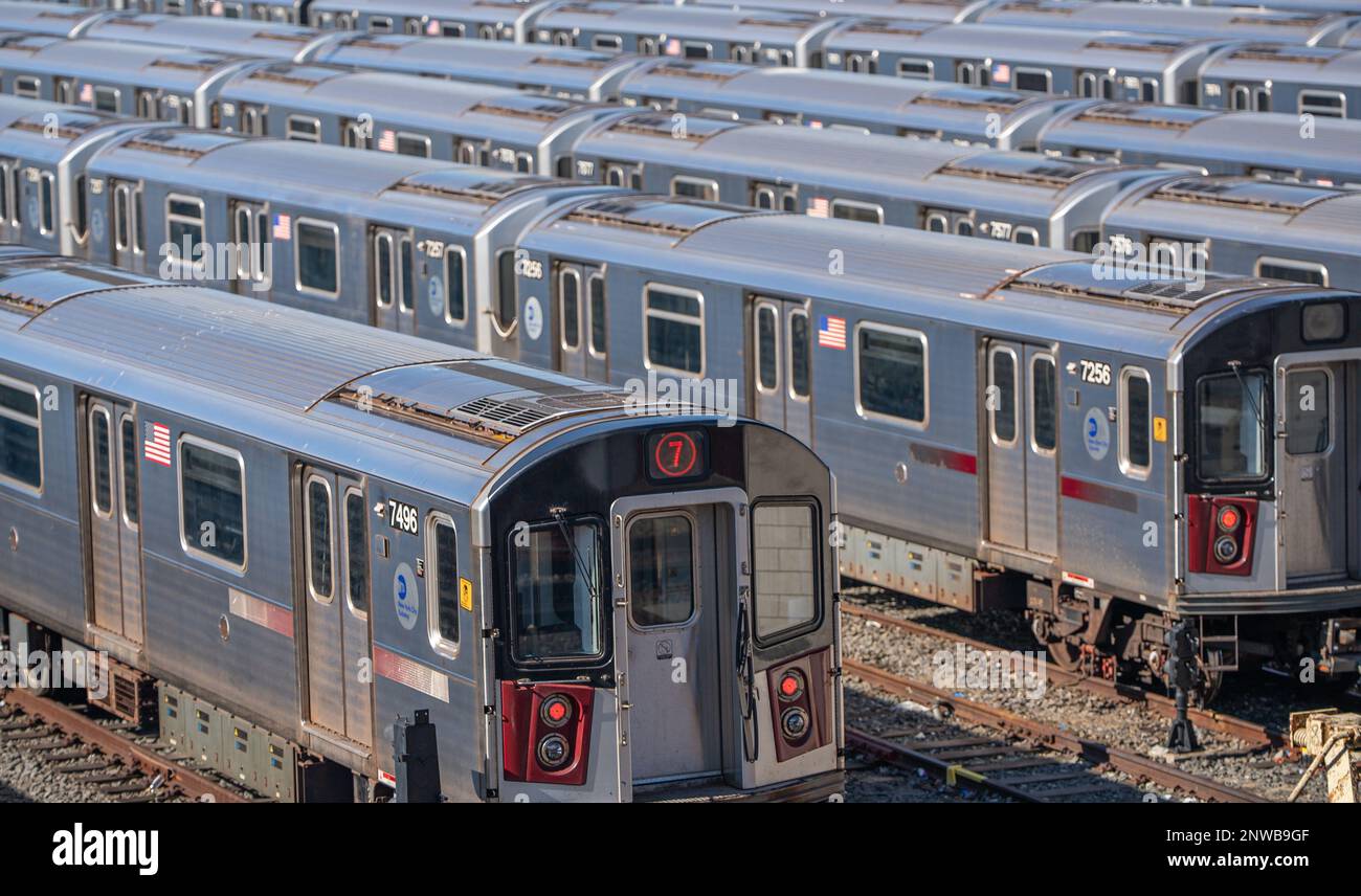 Subway train depot in Queens - travel photography Stock Photo - Alamy