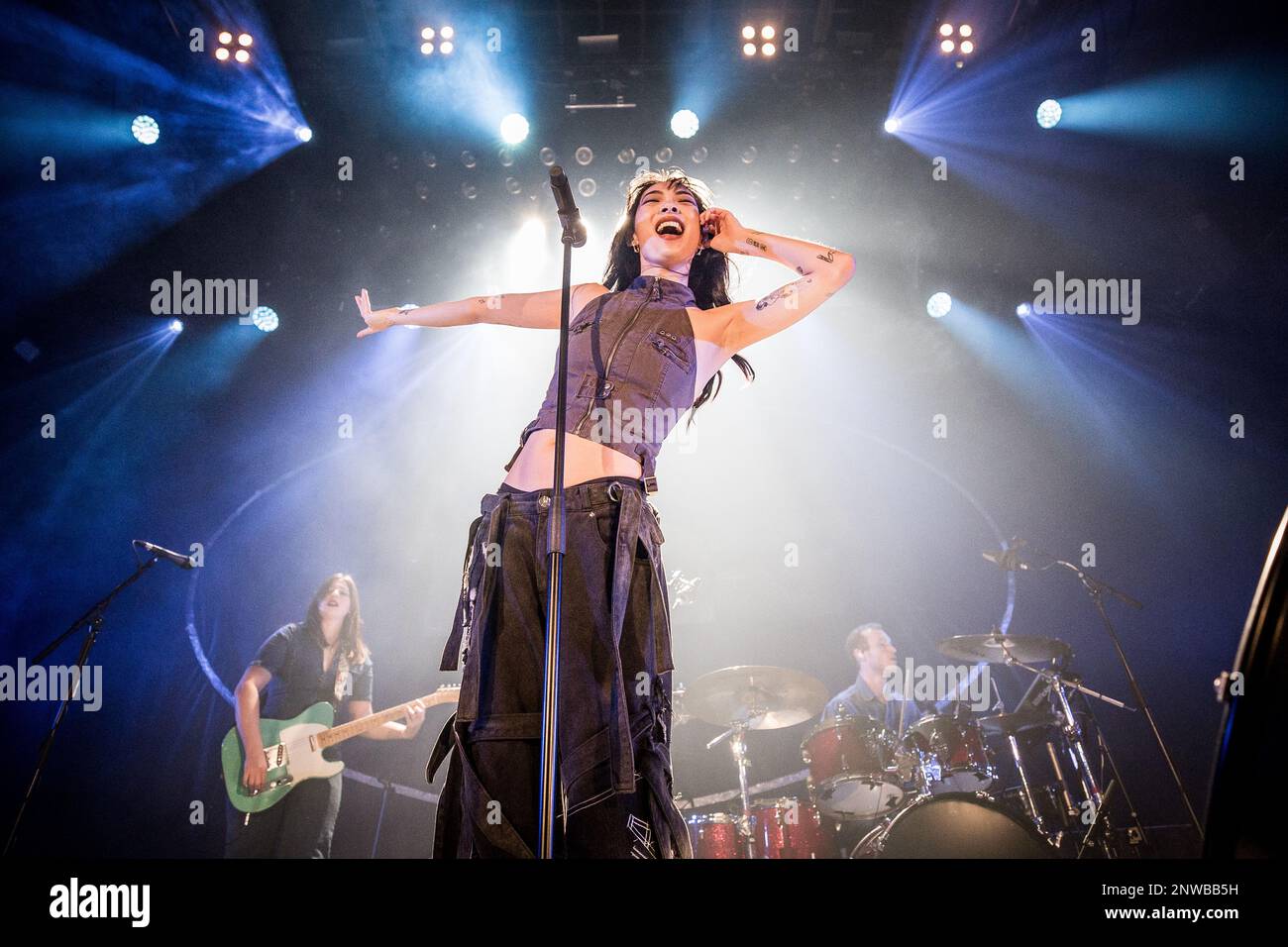 Rina Sawayama performing on the last night of her European tour in 2023 ...