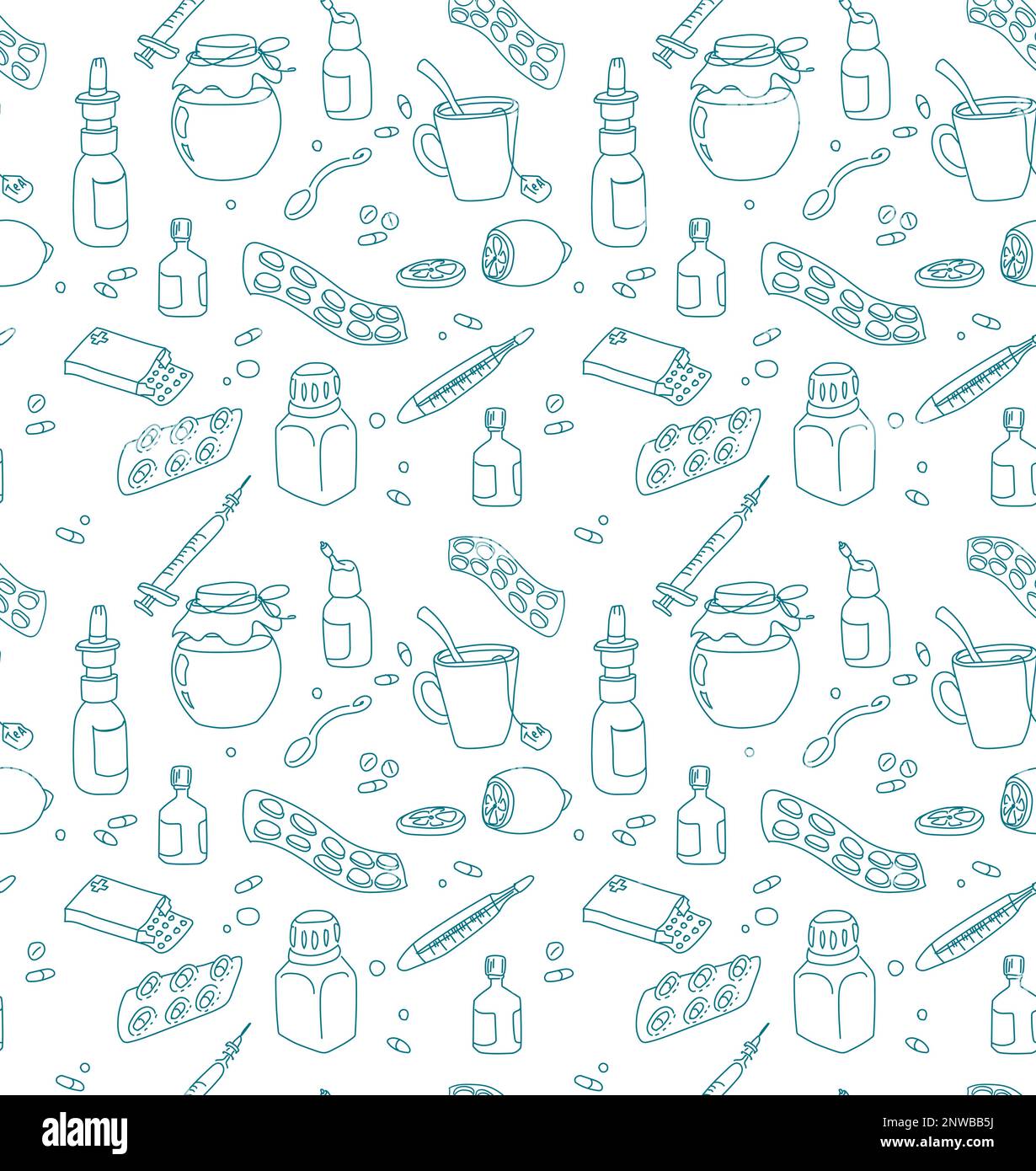 Linear Vector background flu. Thin Line Contour Symbols without color ...