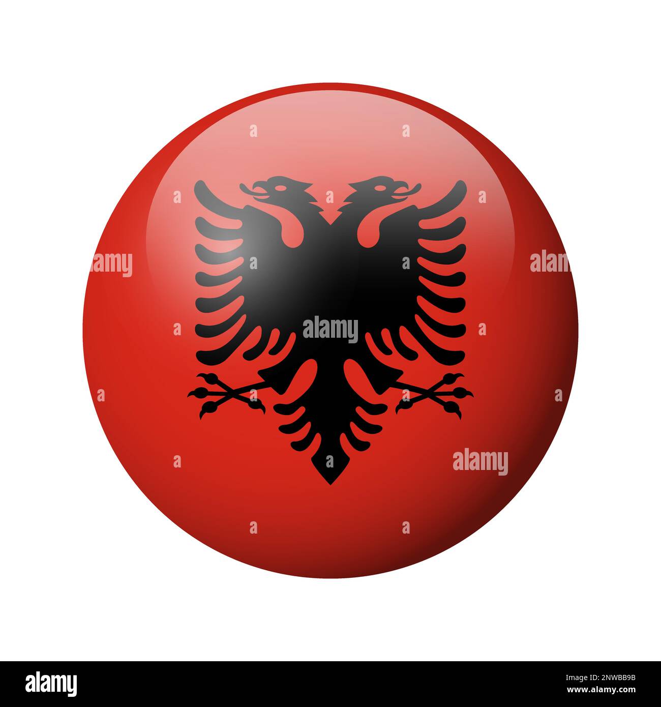 Albania flag - glossy circle badge. Vector icon Stock Vector Image ...