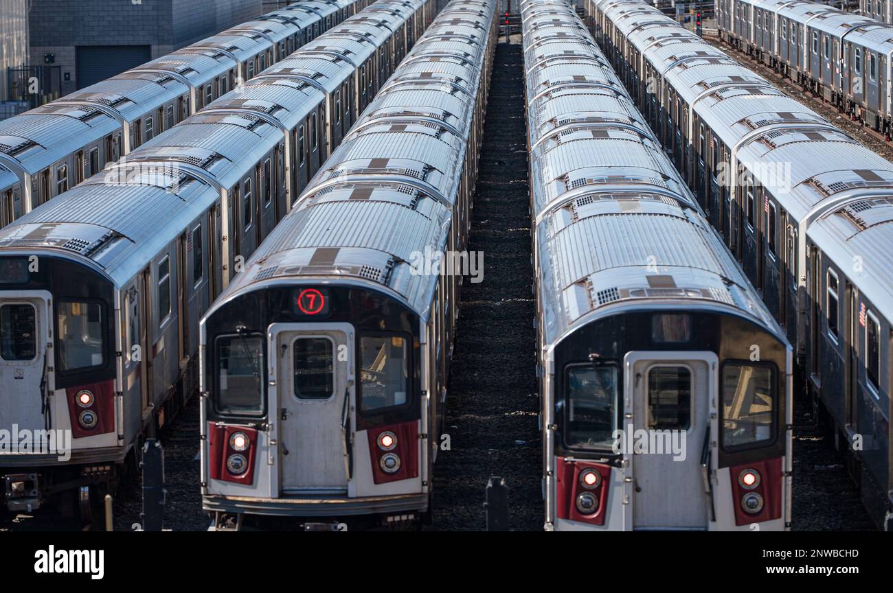Subway train depot in Queens - travel photography Stock Photo - Alamy