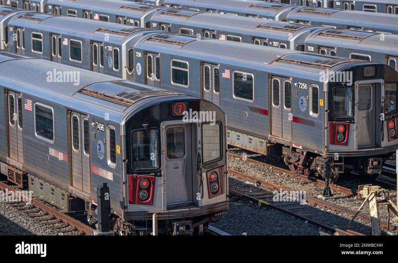 Subway train depot in Queens - travel photography Stock Photo - Alamy