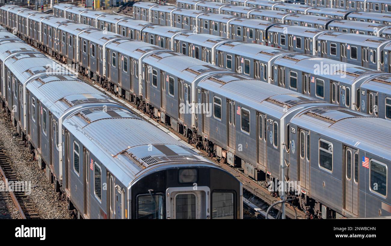 Subway train depot in Queens - travel photography Stock Photo - Alamy