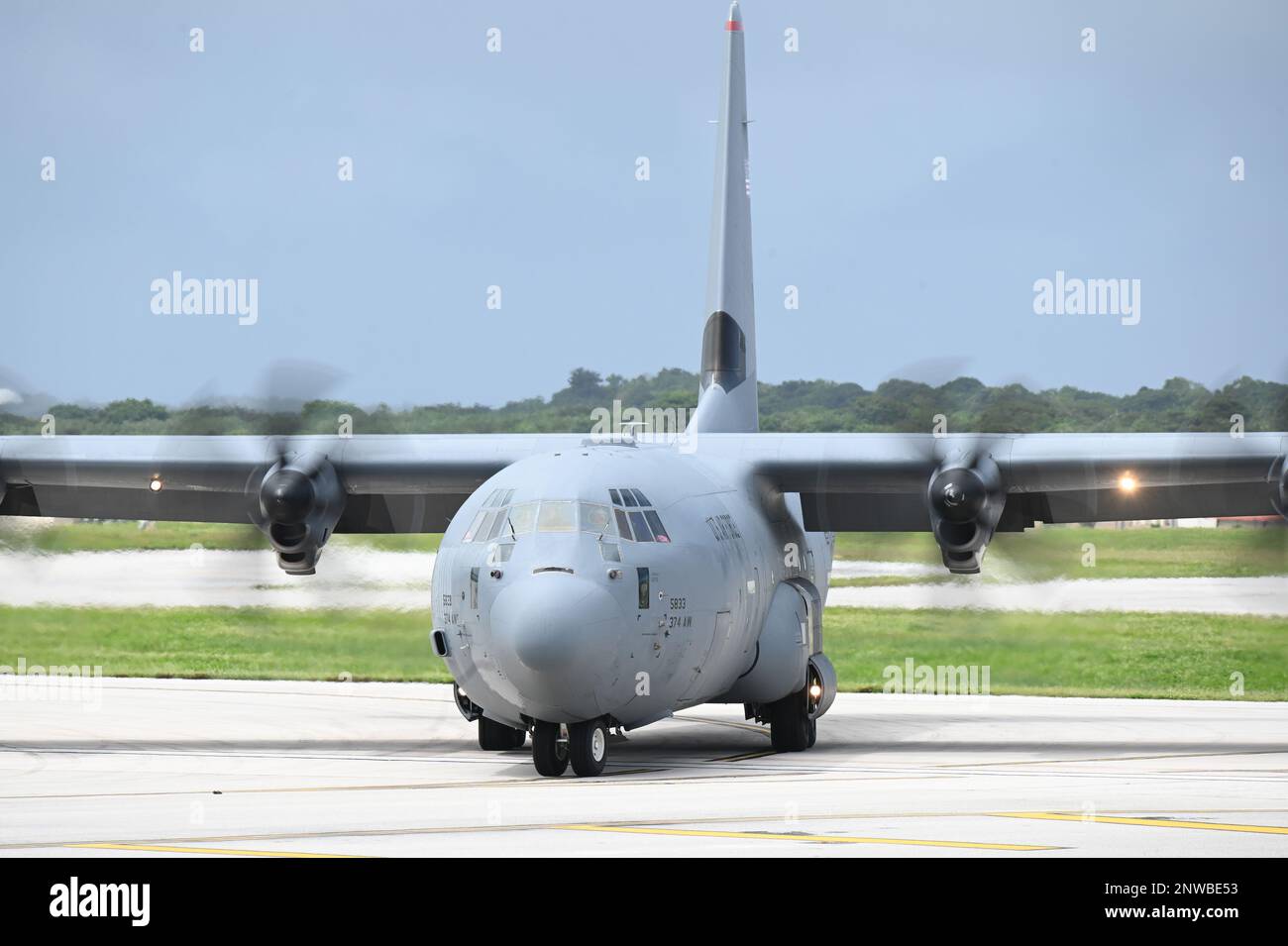 A U.S. Air Force C-130H Hercules taxis on the flightline during Cope ...