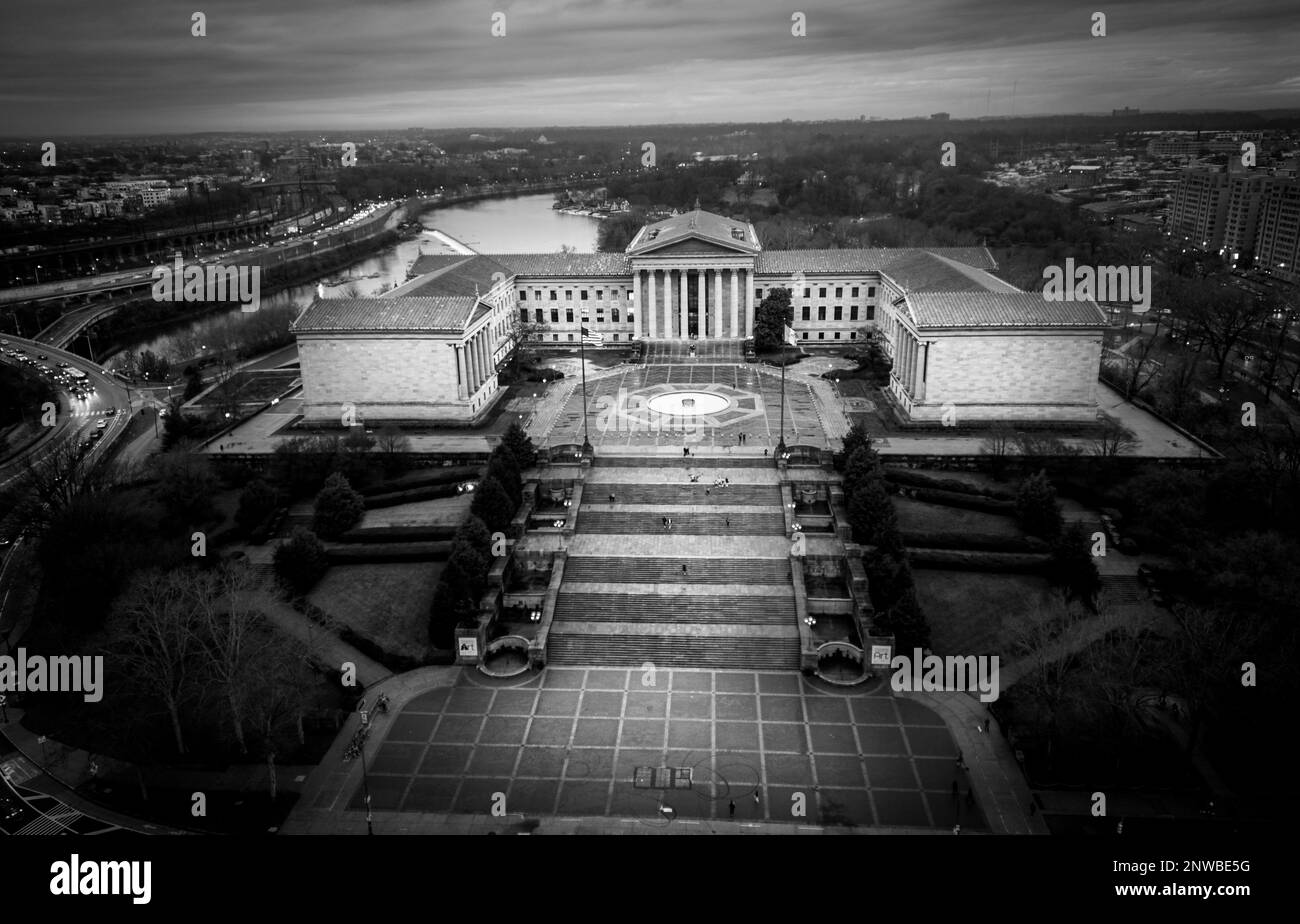 Art Museum Philadelphia - aerial view - travel photography Stock Photo ...
