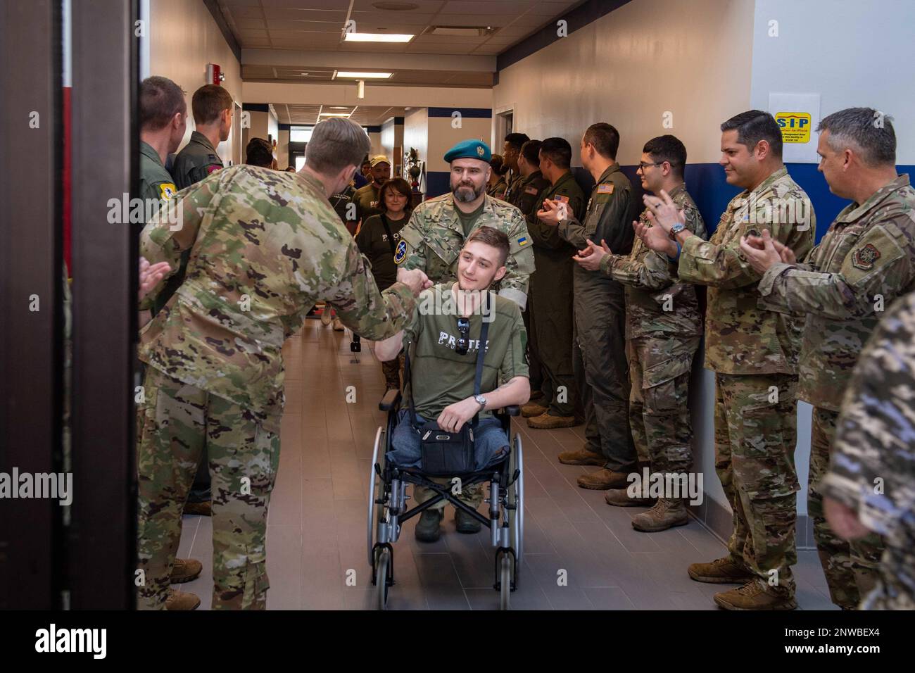 A Ukrainian soldier wounded while fighting the Russian invasion of ...
