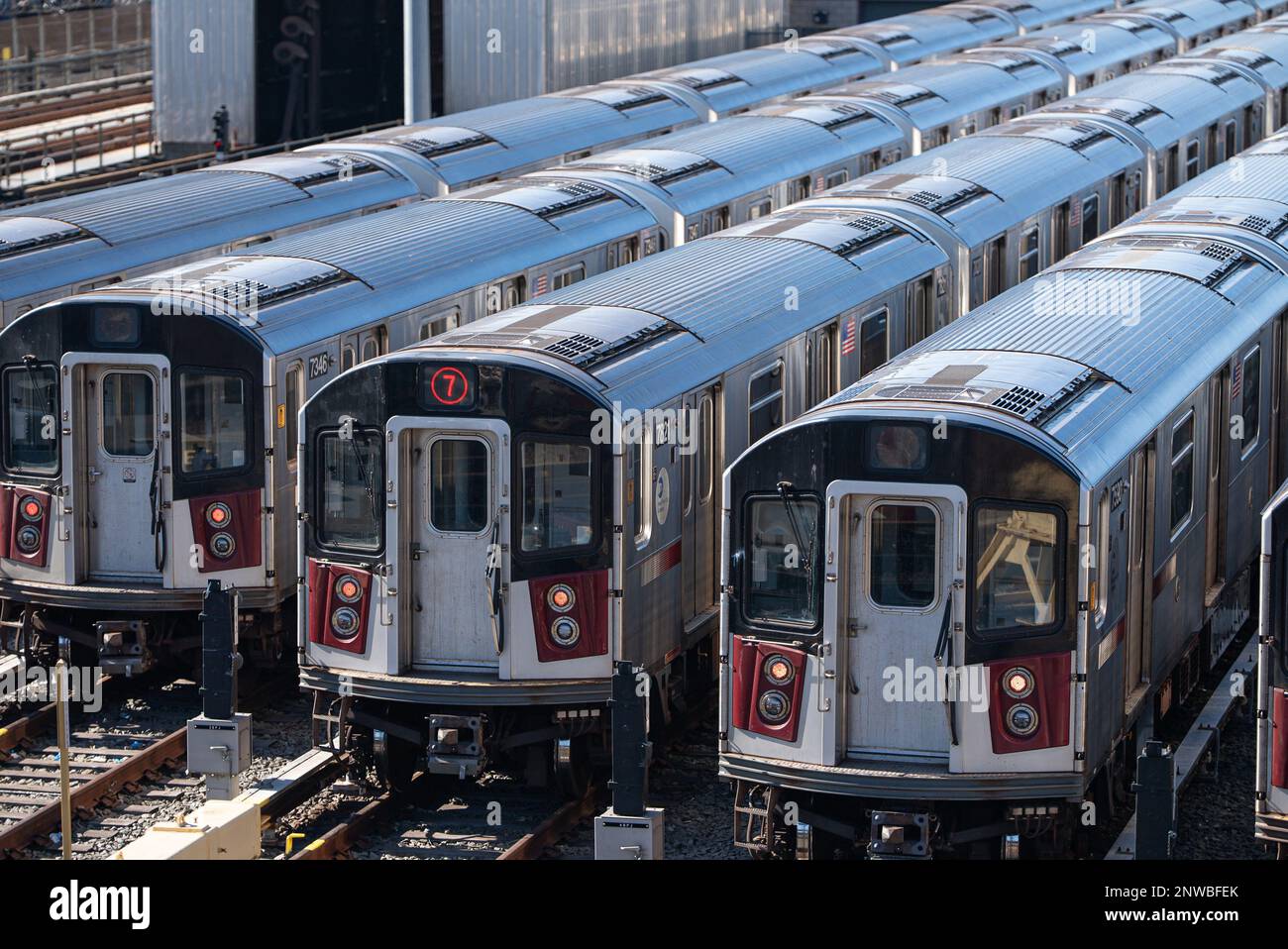 Subway train depot in Queens - travel photography Stock Photo - Alamy