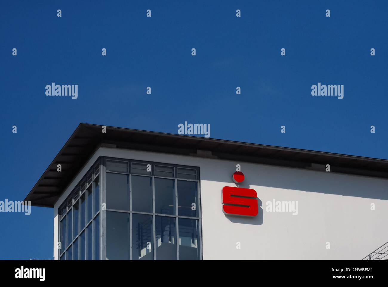 In this photo illustration, Sparkasse logo on the white wall of ...