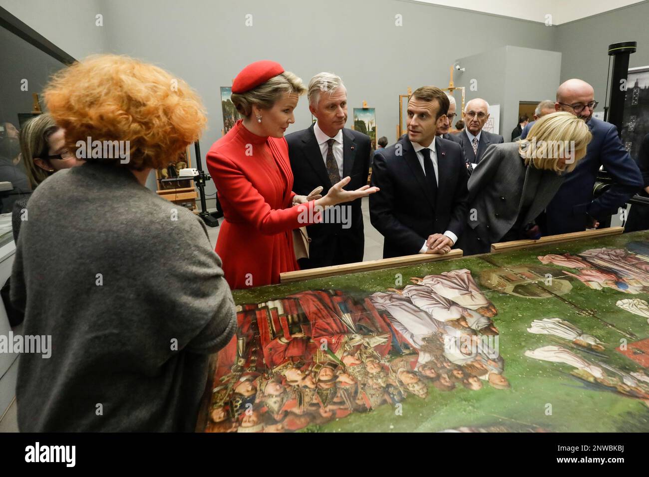 From second left, Belgian Queen Mathilde, Belgian King Philippe, French ...