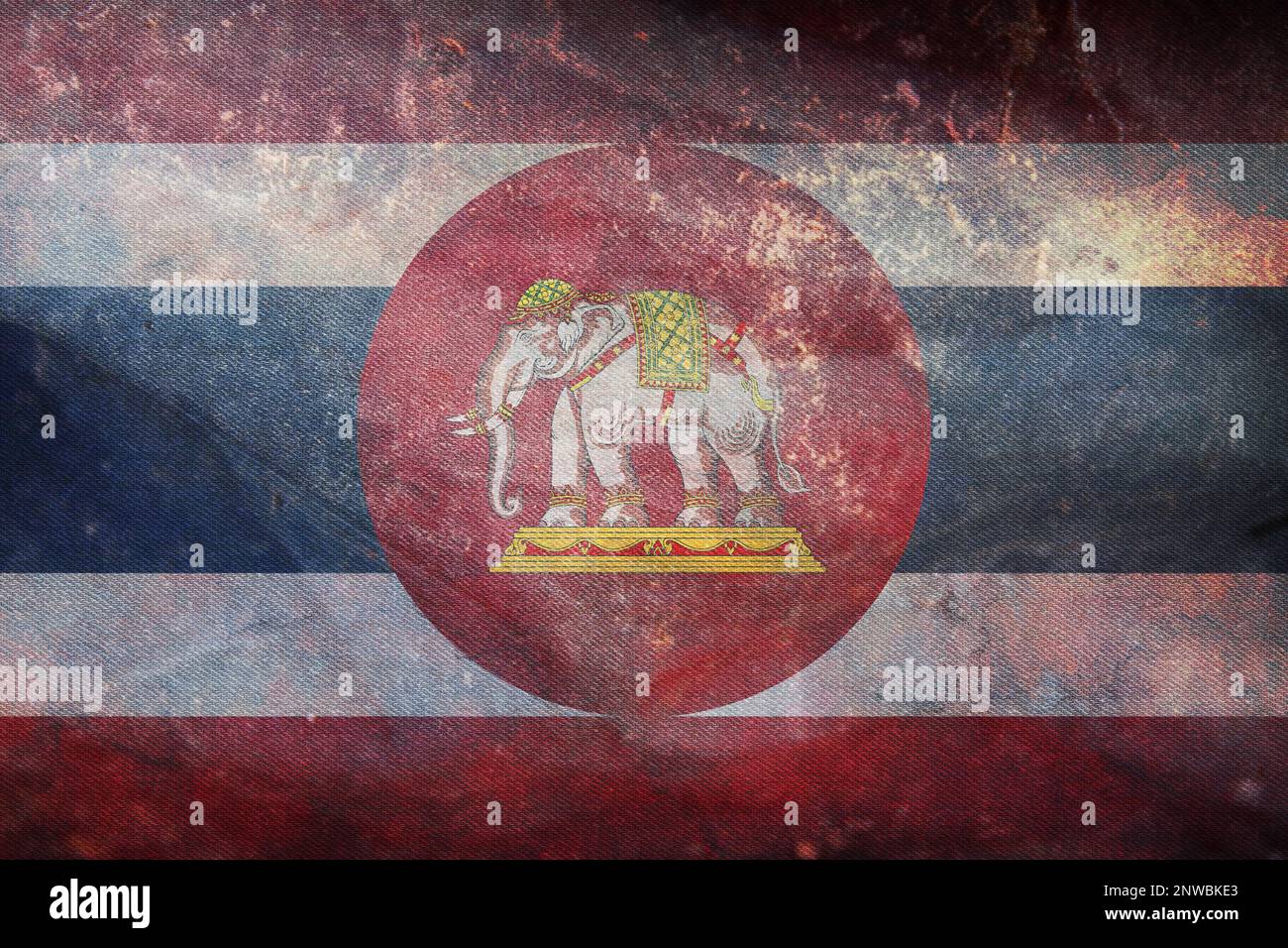 Top view of retro flag Naval Ensign Thailand with grunge texture. Thai travel and patriot ...