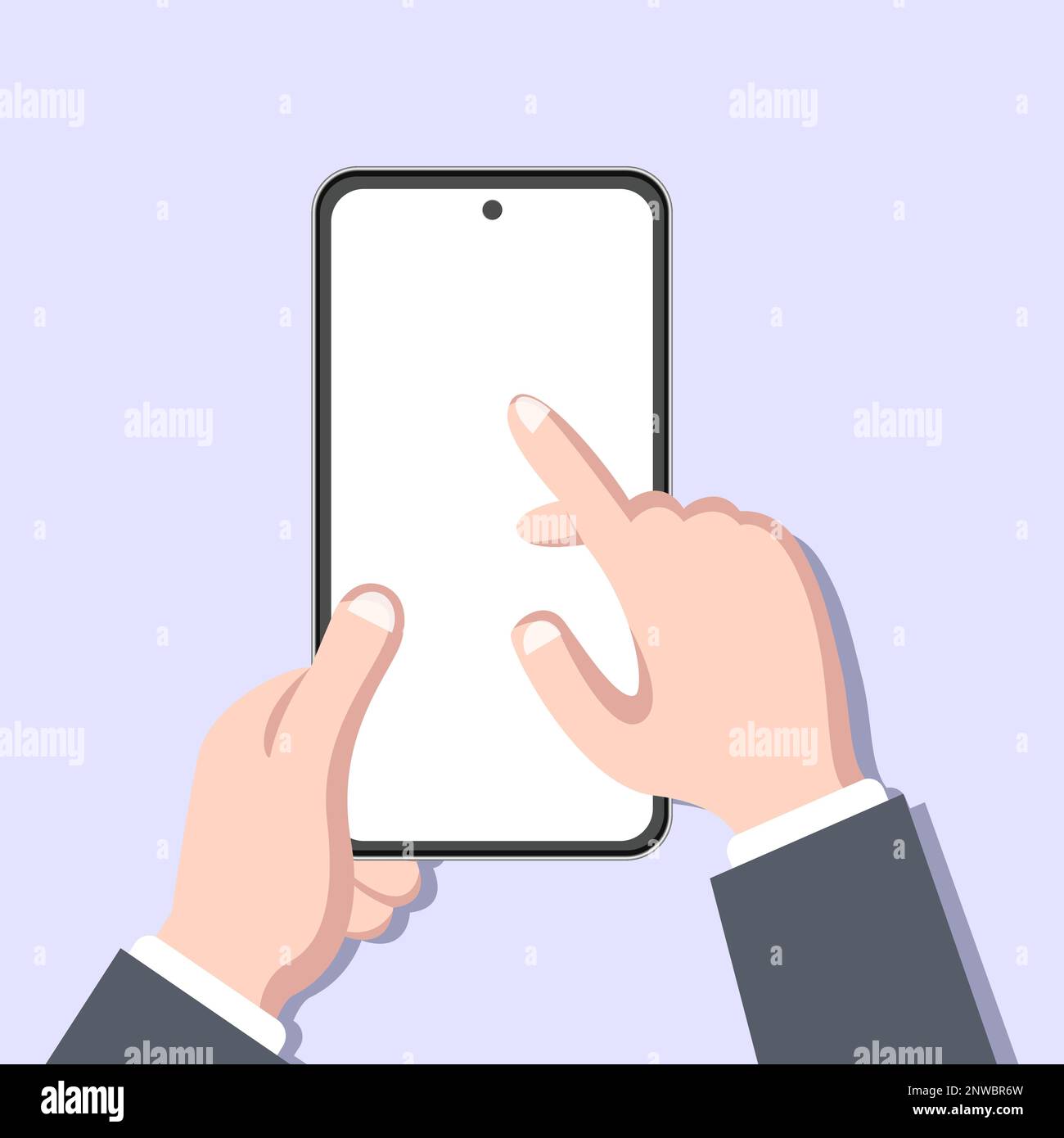 Person Holding Smartphone Touching Screen Vector Illustration Stock ...