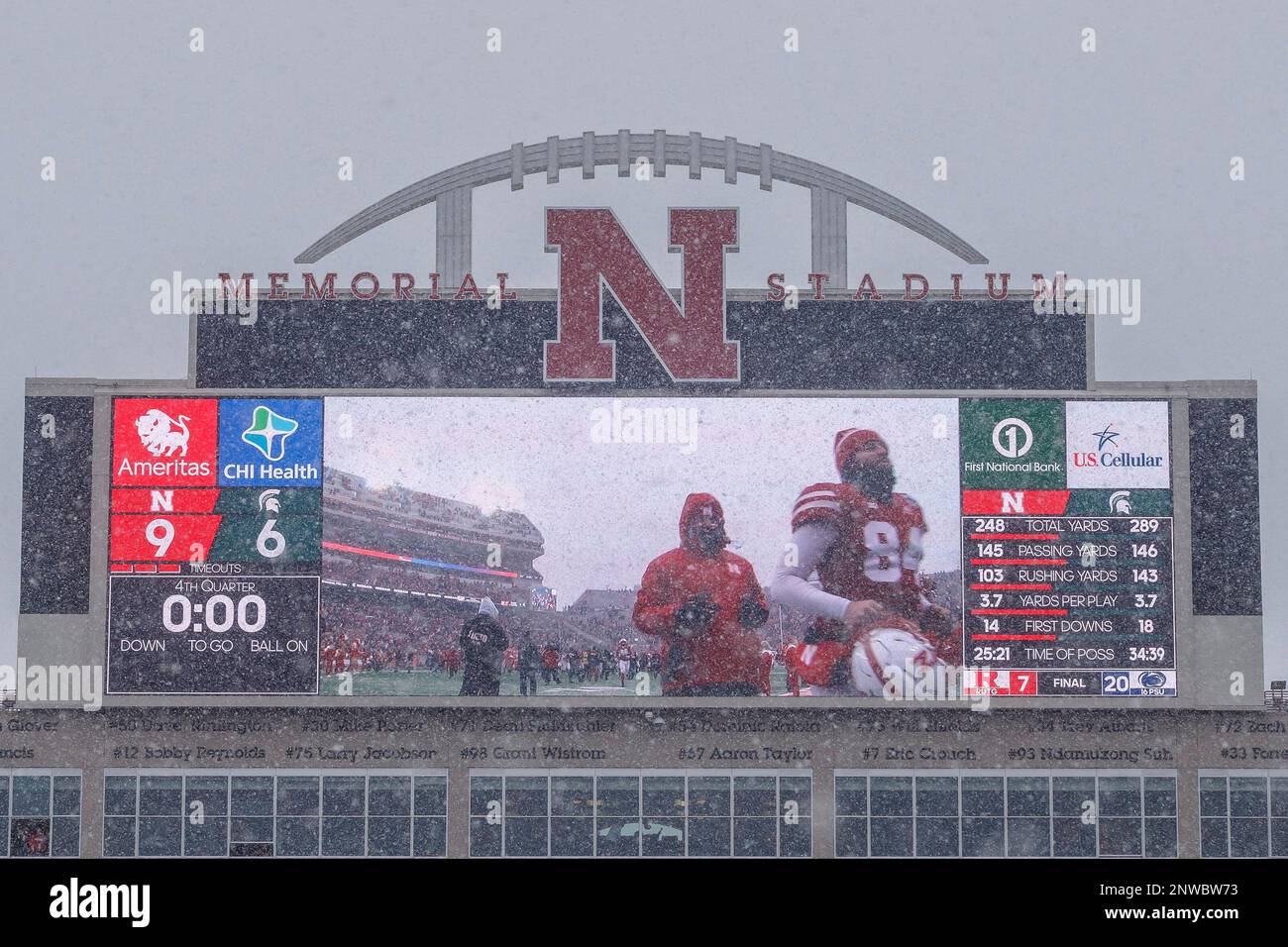 November 17, 2018 - Lincoln, NE. U.S. - Memorial Stadium scoreboard as ...