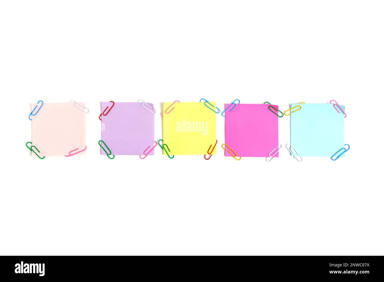 Multi colored paper stickers for writing notes white background Stock ...