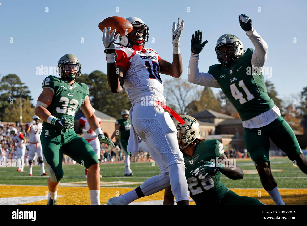 Richmond's Caleb Drake, catches the ball for a touchdown around the ...