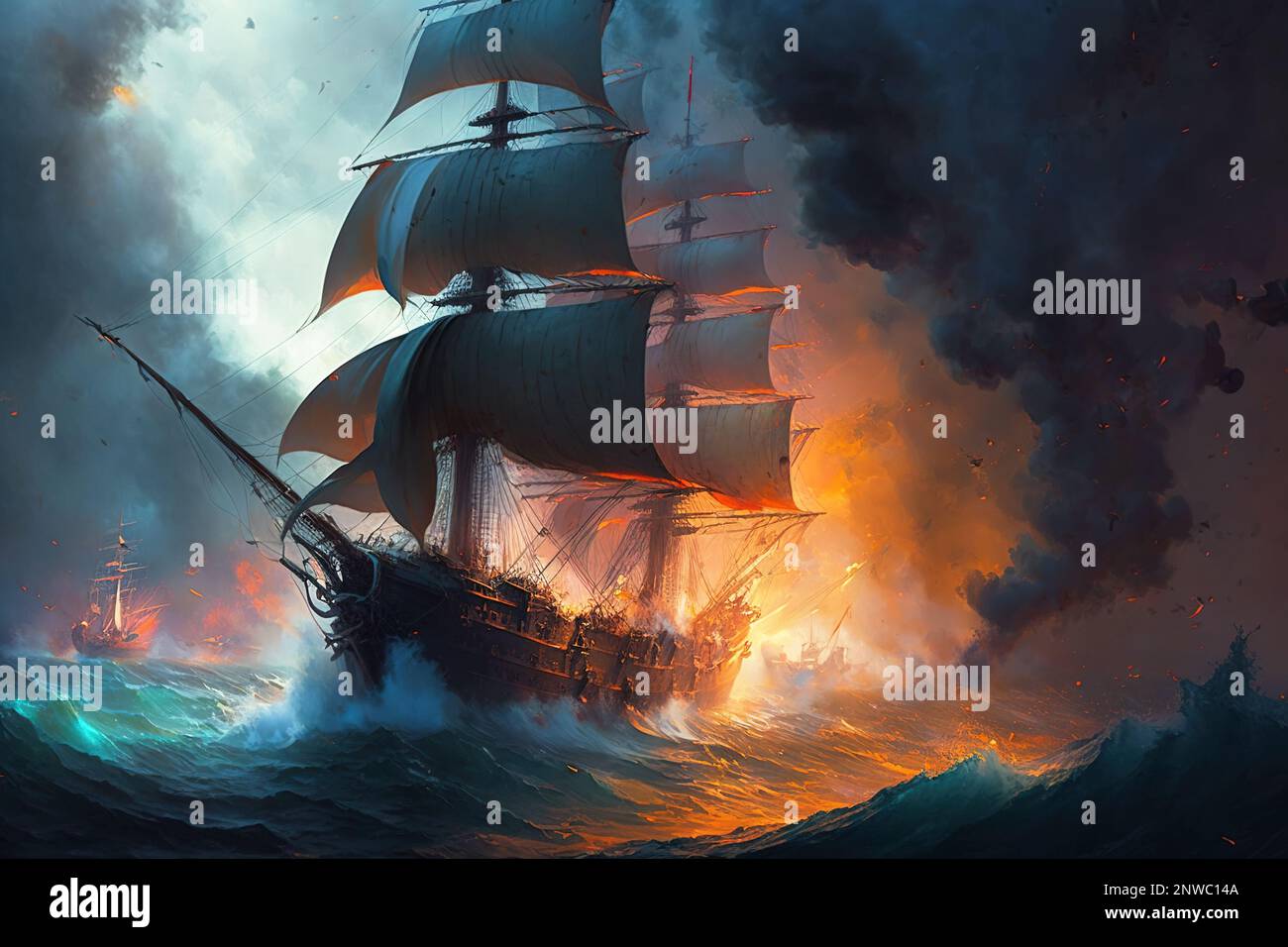 Vintage sailing ship painting hi-res stock photography and images - Alamy