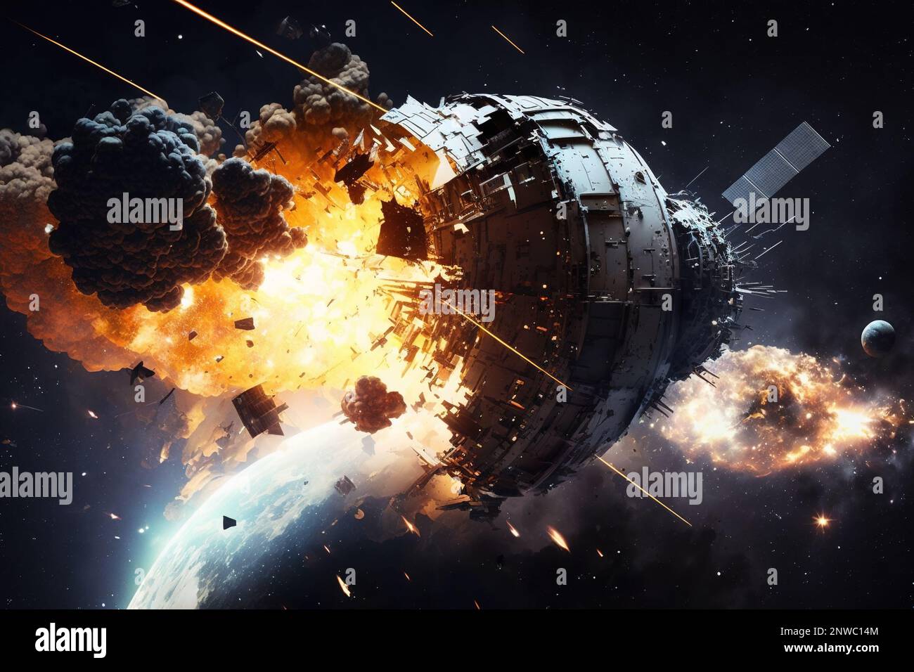 Explosion ship space hi-res stock photography and images - Alamy