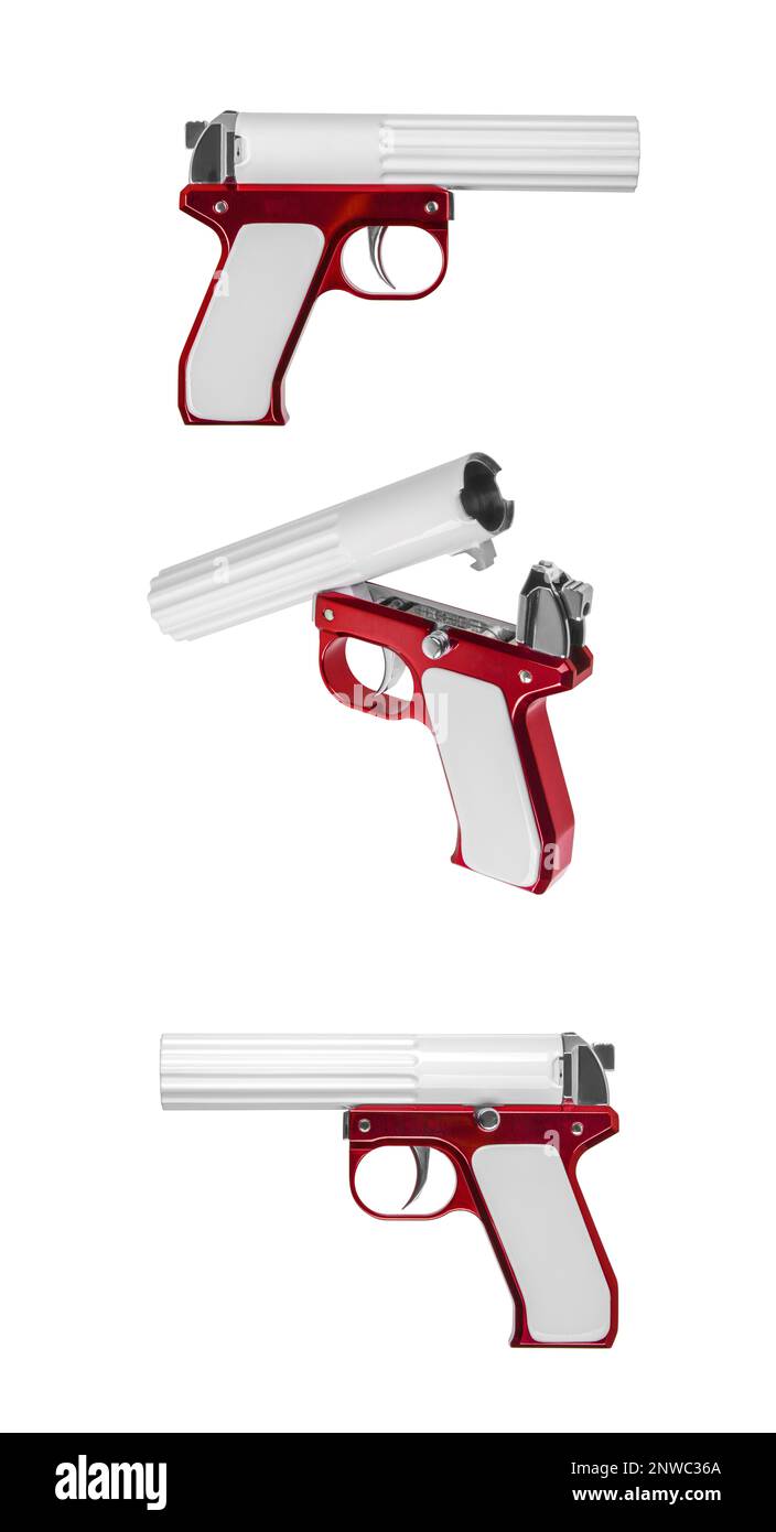 Signal flare gun isolated on white background. A flare gun to signal a ...