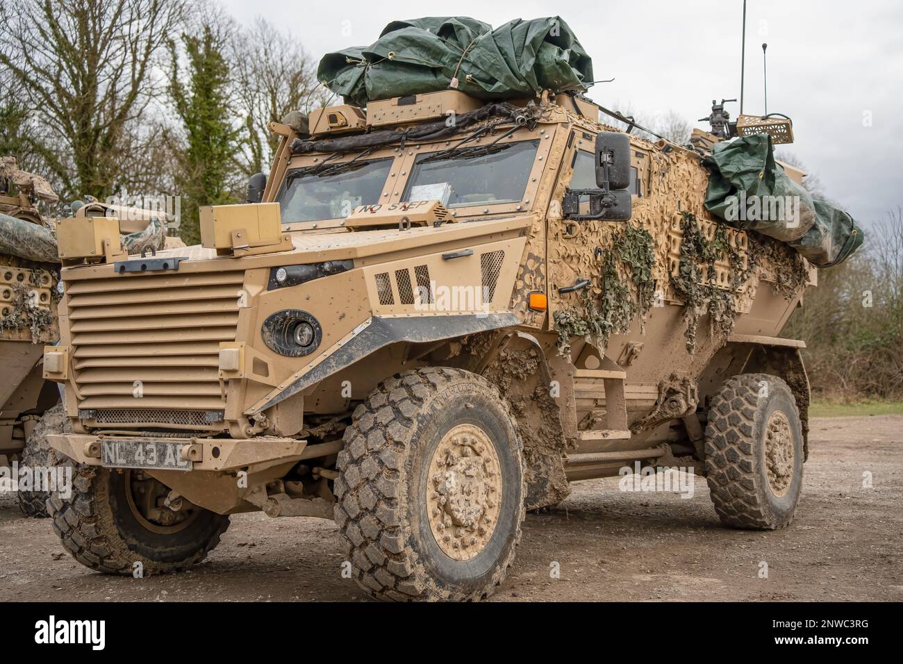 close-up of a British army Foxhound 4x4, 4-wheel drive protected patrol ...