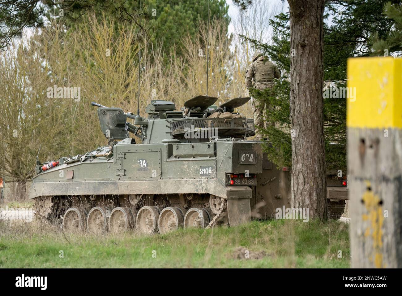 soldier stands atop a British army Warrior FV510 fighting vehicle Stock ...