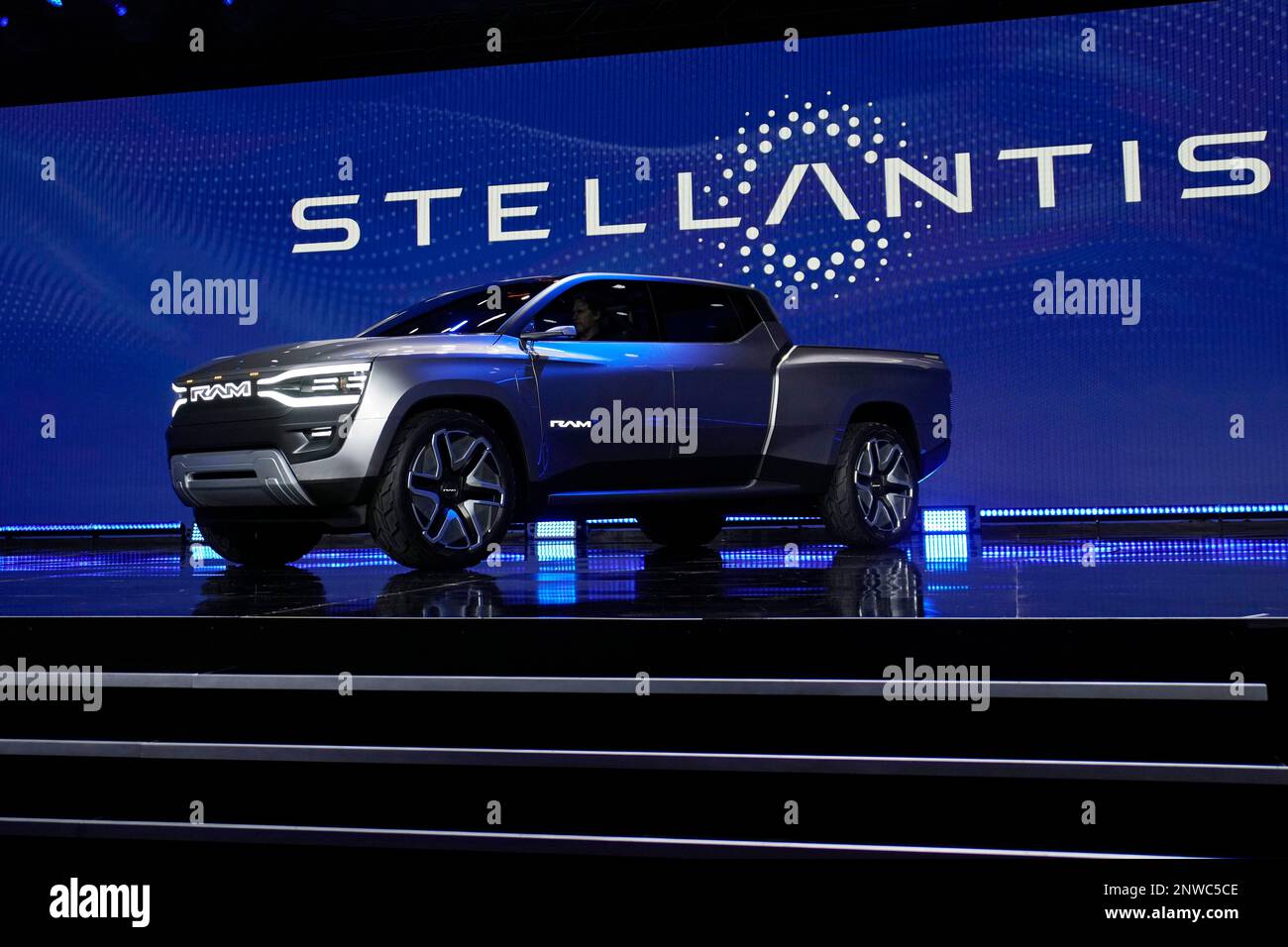 FILE - The Ram 1500 Revolution electric battery powered pickup truck is ...