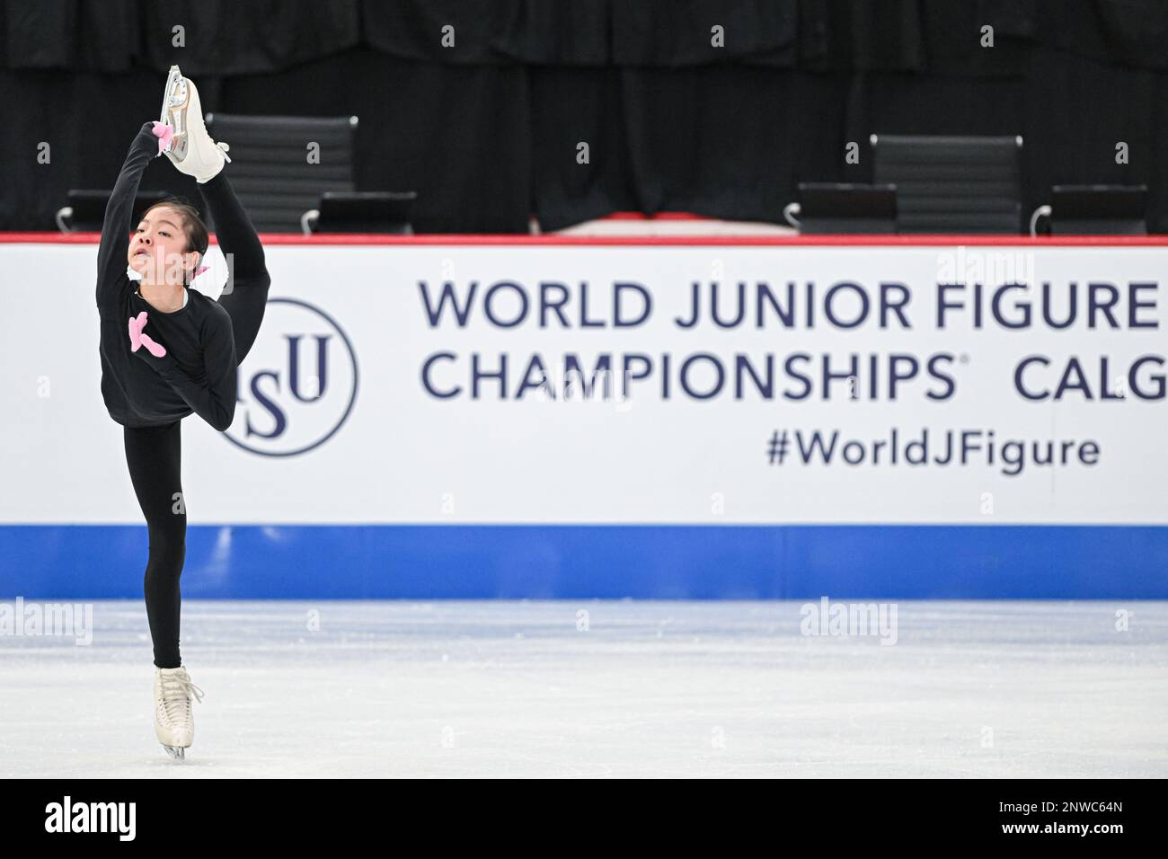 Minsol KWON (KOR), during Ladies Practice, at the ISU World Junior ...