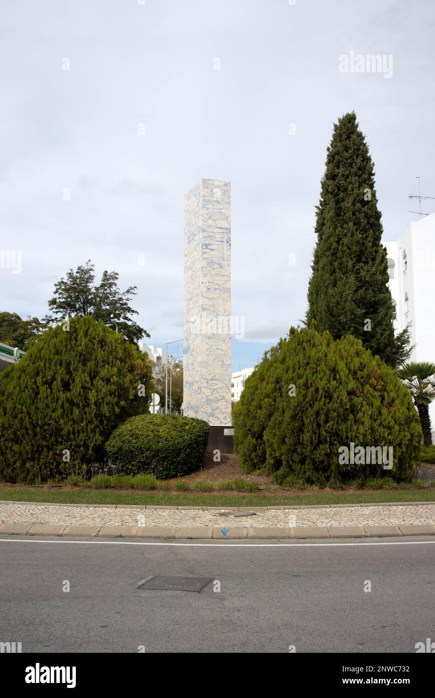 TAVIRA, PORTUGAL - OCTOBER 25, 2022 Roundabout with trees in the town ...