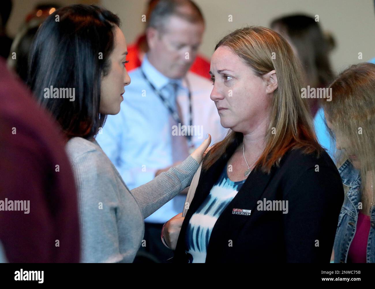 Lori Alhadeff, center, the mother of shooting victim Alyssa Alhadeff is ...