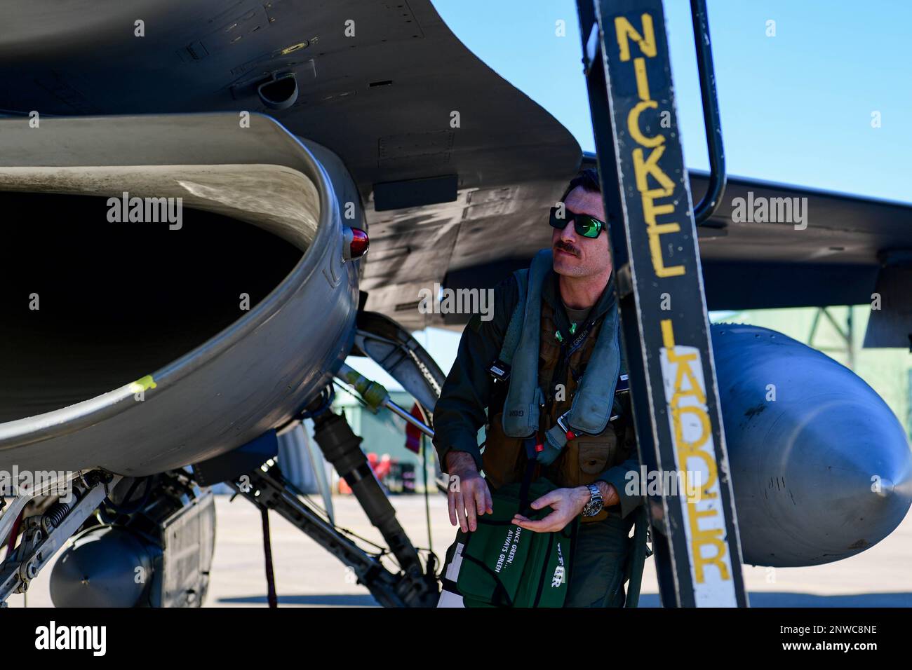 U.S. Air Force Captain Kevin “Bear” Romey, 555th Fighter Squadron F-16 ...