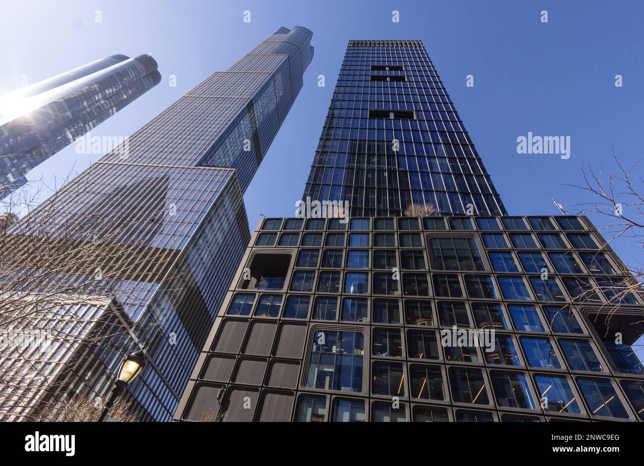 The high rise office buildings at Hudson Yards - skyscrapers in ...