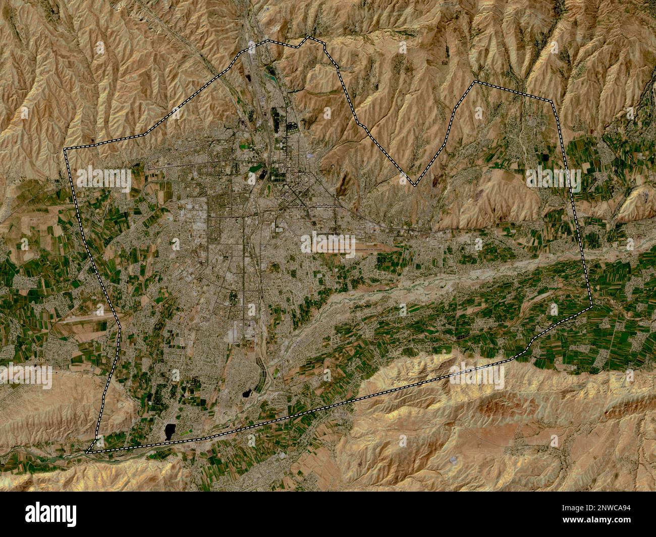 Dushanbe, region of Tajikistan. Low resolution satellite map Stock ...