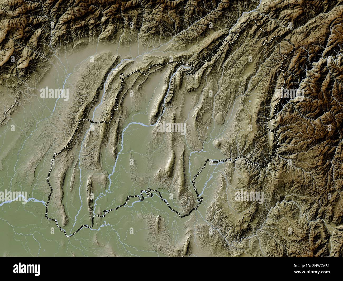Khatlon, region of Tajikistan. Elevation map colored in wiki style with ...