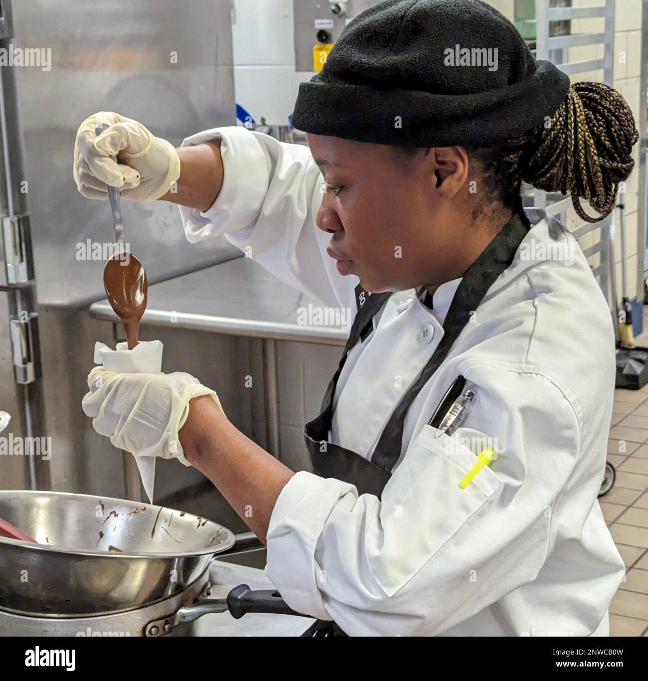 Pfc. Crystal Gordon practices chocolate lettering at the Fort Drum ...