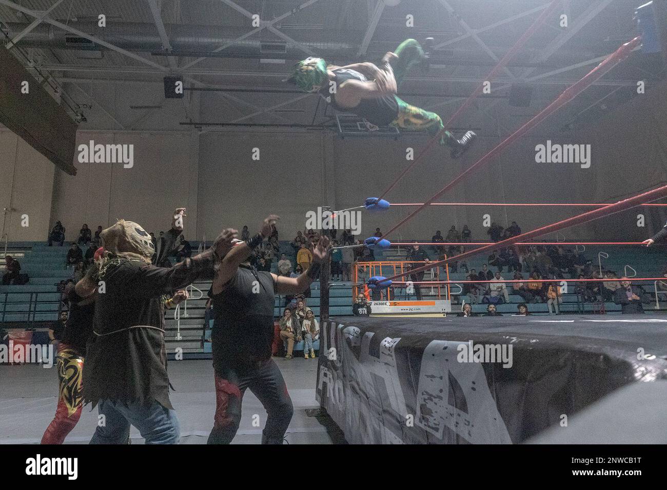 Fight night action during the free Lucha Libre wrestling show at Fort ...