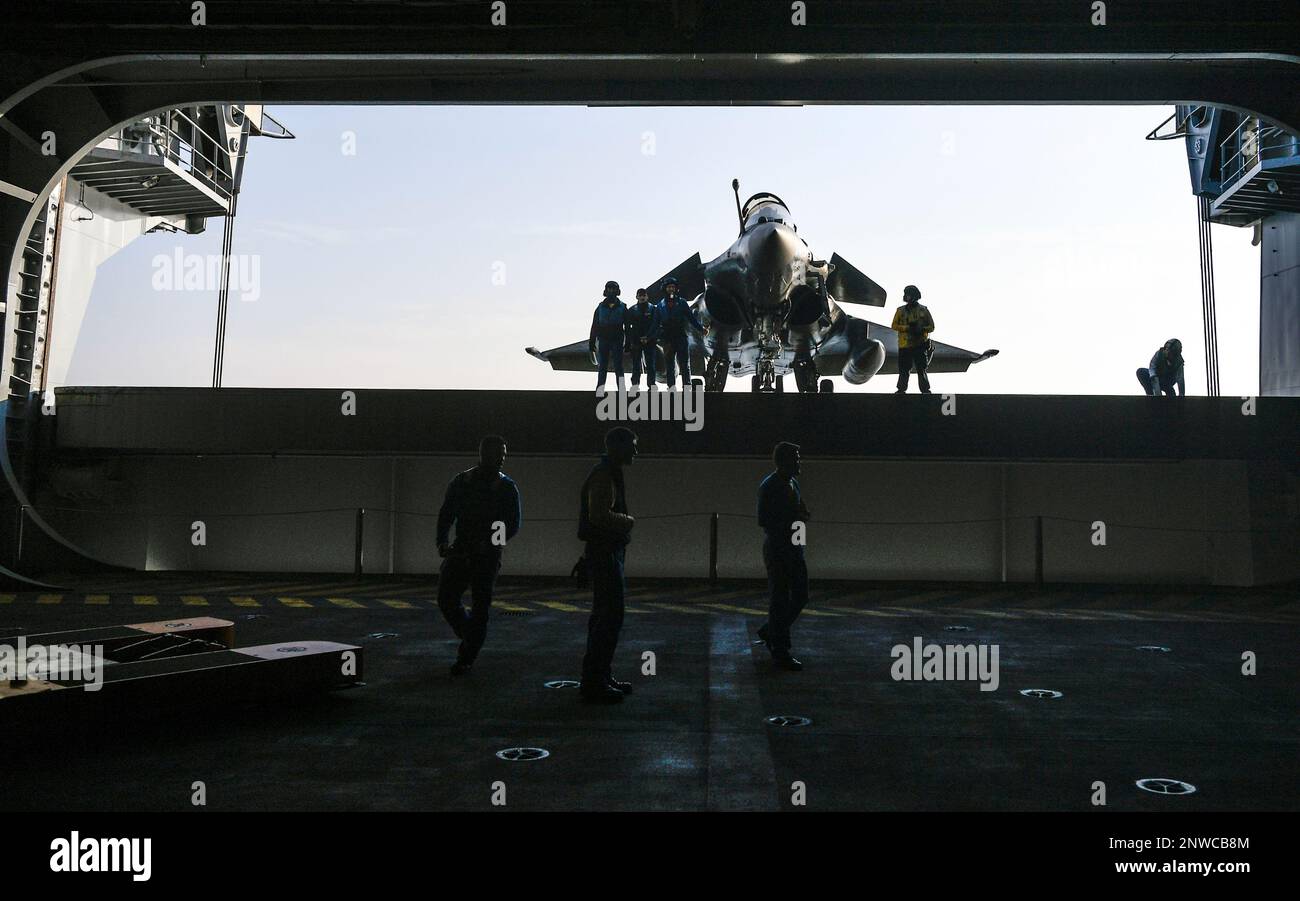 A French Navy Rafale fighter jet is seen aboard the upgraded Charles de ...