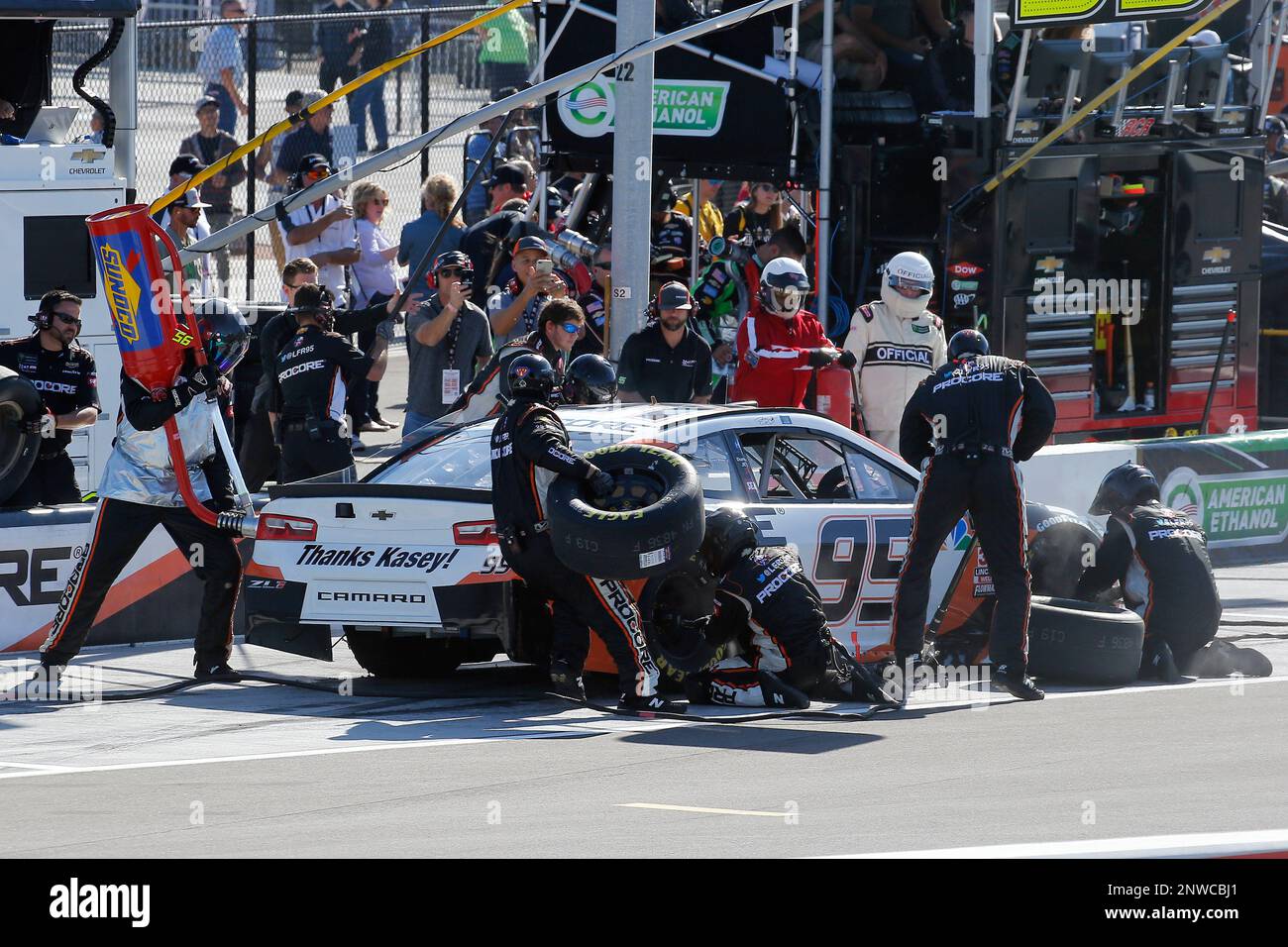 Regan Smith, Leavine Family Racing, Chevrolet Camaro Procore makes a ...
