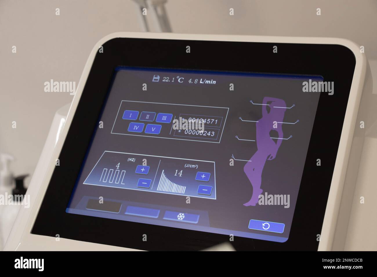 apparatus for daser hair removal in Russian, screen settings of the ...